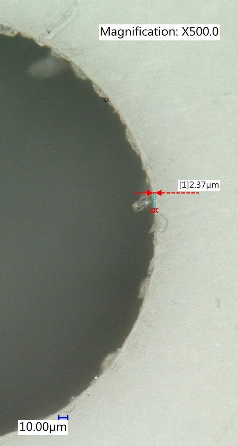 Laser micromachining of thin PMMA film - NKT Photonics